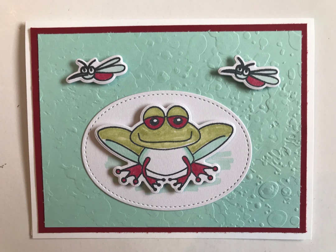 Friendship Whimsical, Humorous Frog in the Pond and Mosquitoes Greeting ...
