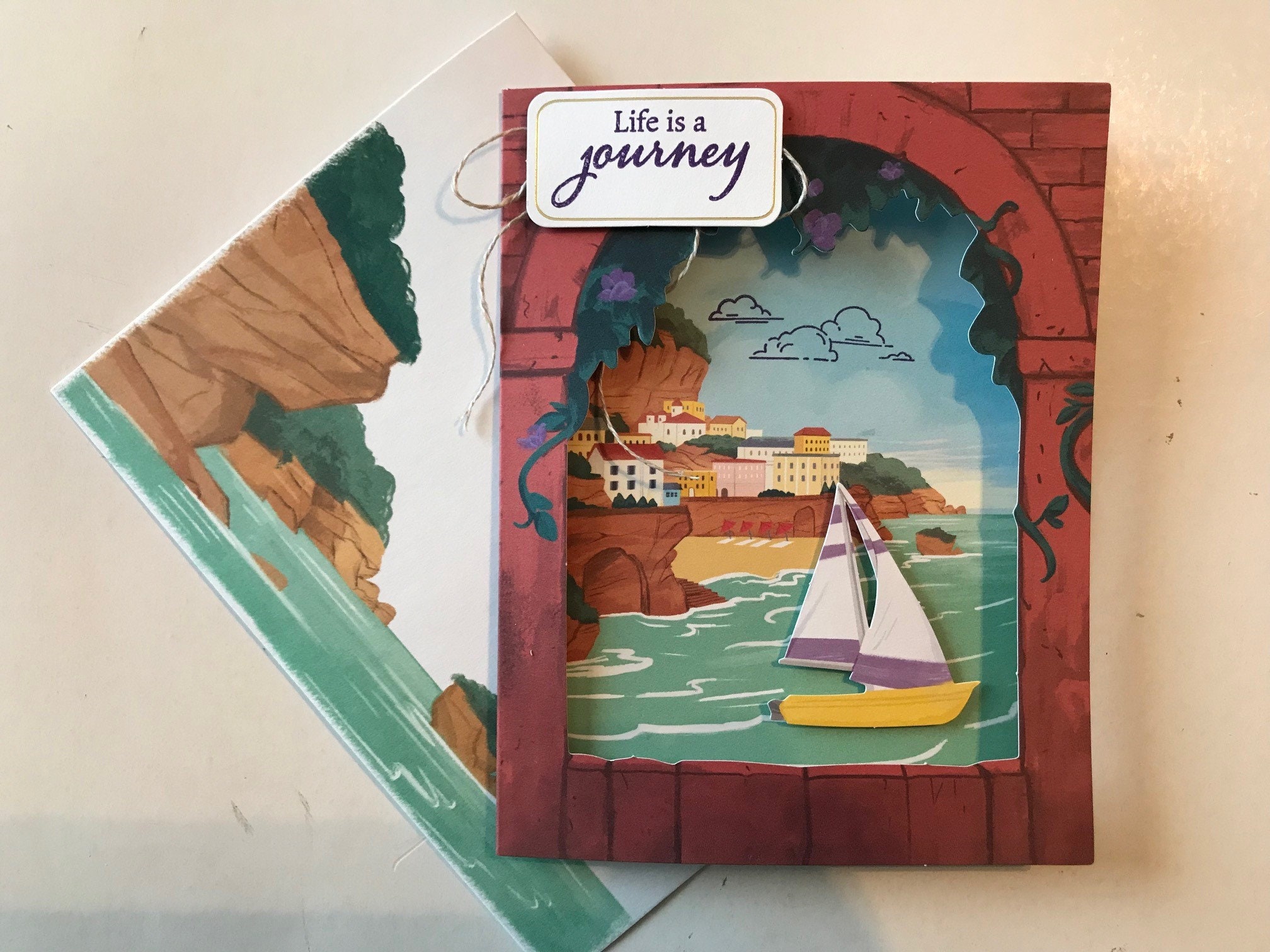 Whimsical Travel Best Destination Triple-fold Handmade Greeting Cards ...