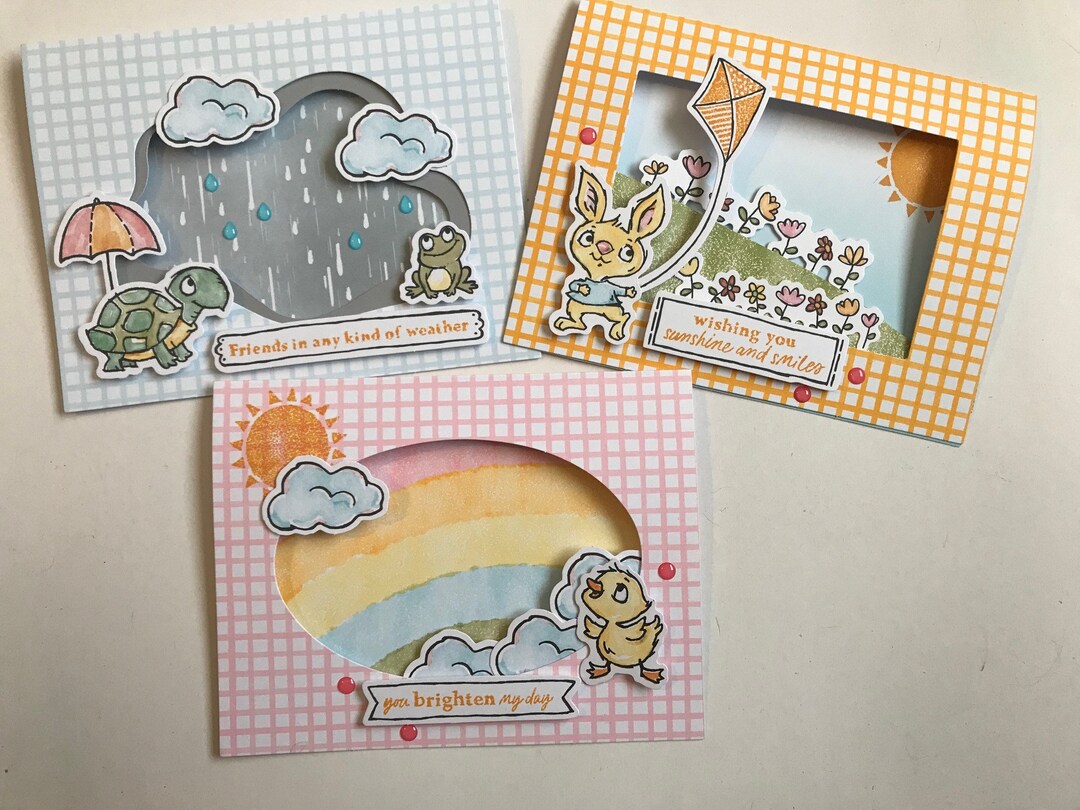 Spring Note Cards for Children, Playful, Critters, Kites, Flowers, 3D ...