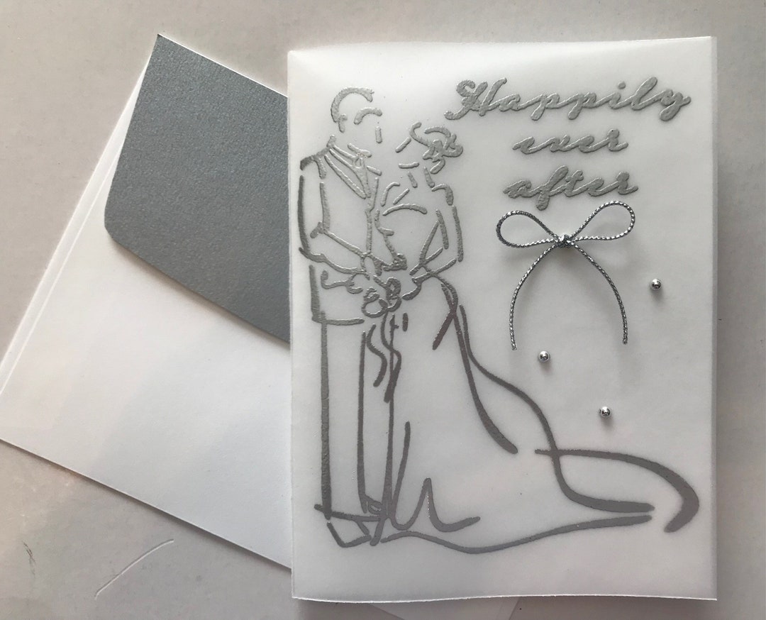 Vellum Wedding Greeting Card, forever Starts Here, Embossed With Silver ...