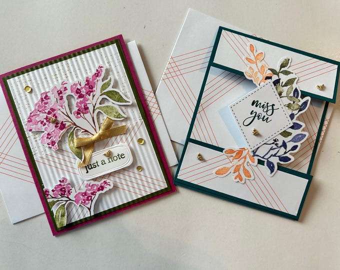 Friendship Floral Handcrafted, Rubberstamped Greeting Cards, Layered ...