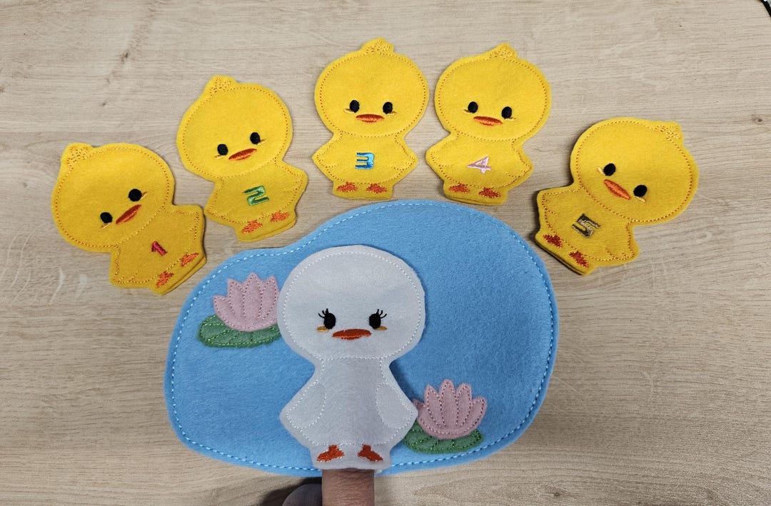 Marionetas de dedo de pato de fieltro: Juguete educativo con rimas ...