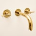 Unlacquered Brass Wall Mount Faucet Gold Double Handle | Lever Handle ...