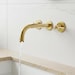 Unlacquered Brass Wall Mount Faucet Gold Double Handle | Lever Handle ...