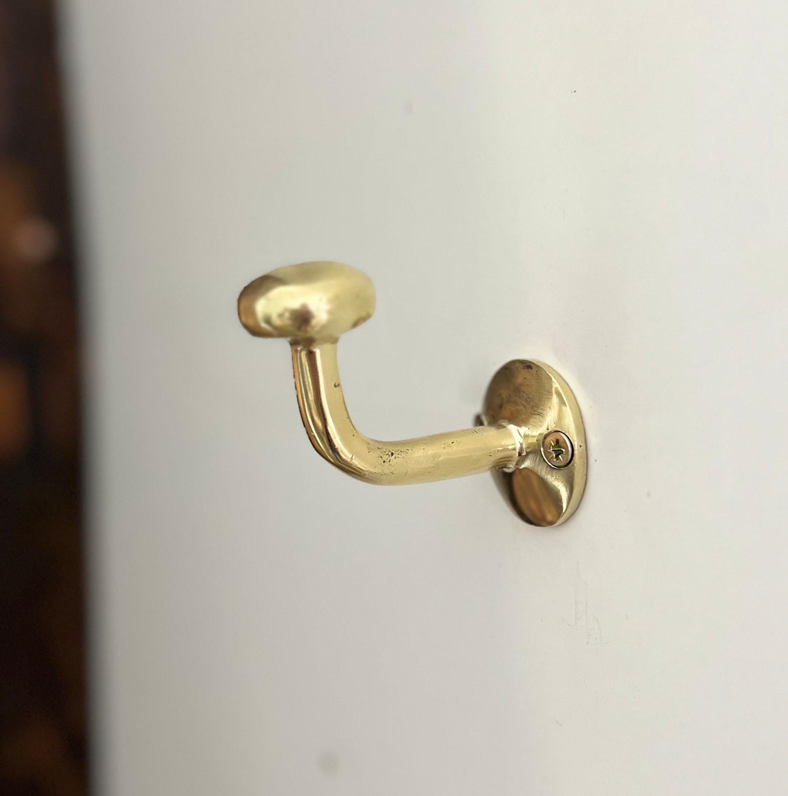 Set of 3 Hooks, Unlacquered Brass Wall Hooks, Single Wall Hook, Brass ...