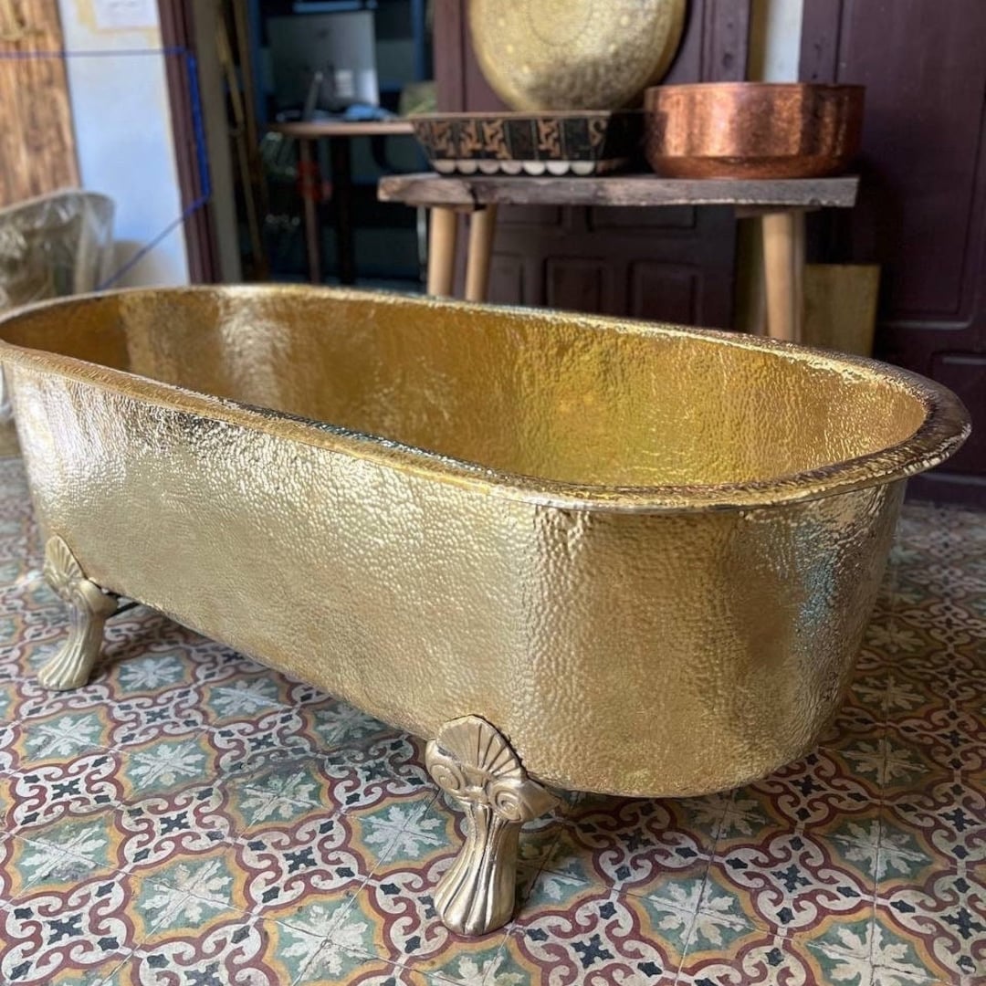 Antique Brass Bathtub, Unlacquered Brass Slipper Bath, Bathroom Tub in ...