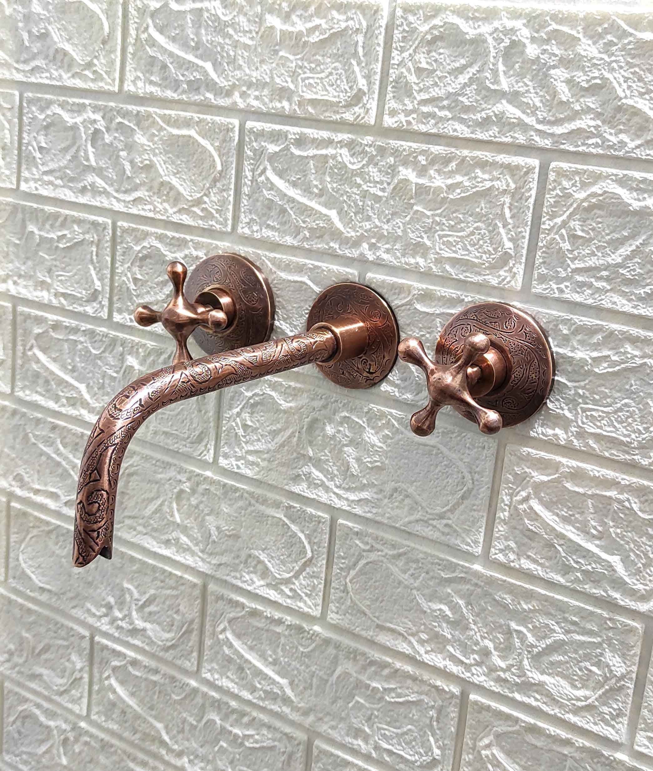 Cooper Wall Mount Faucetbrass Copper Wall Mount Tap Wall - Etsy