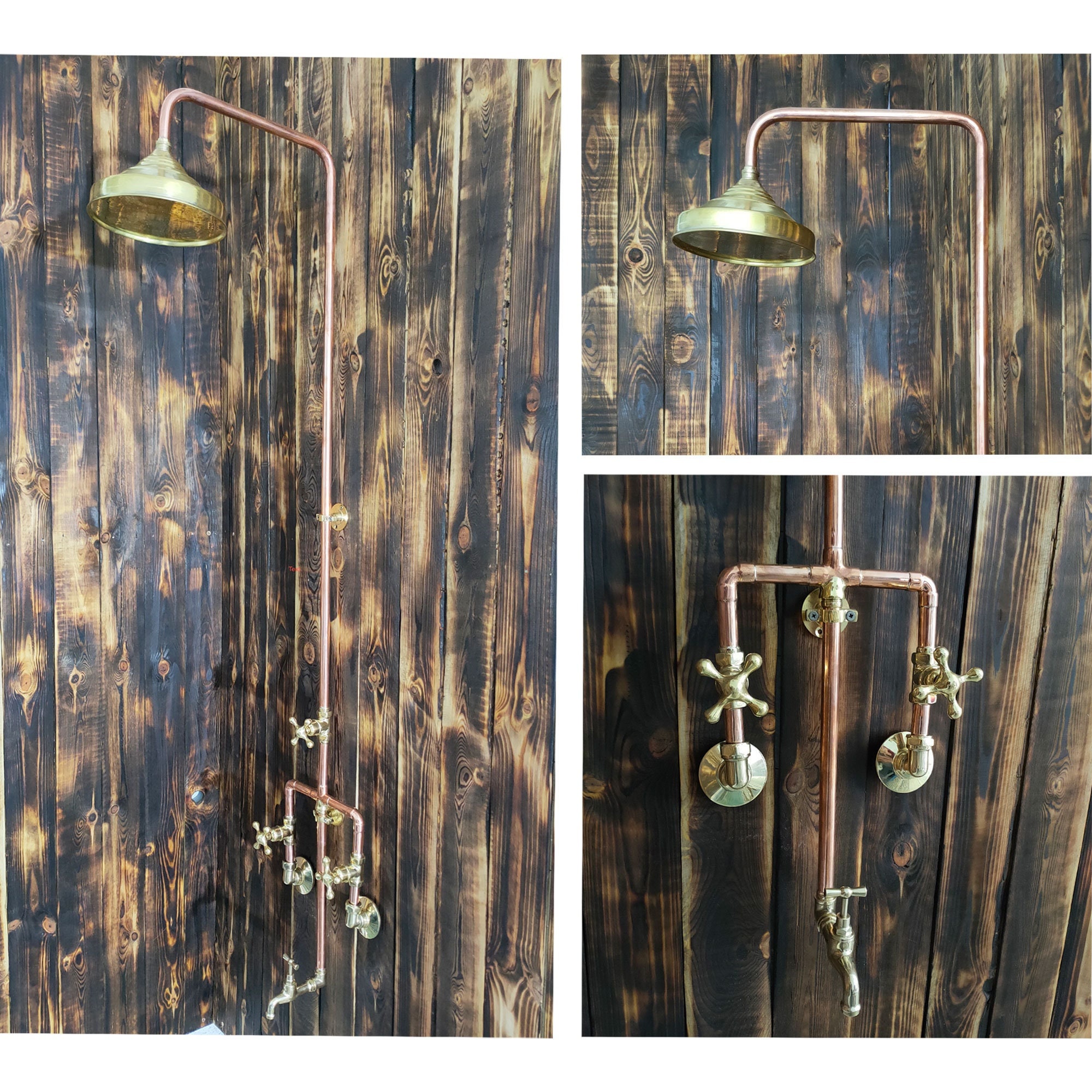Solid Copper Farmhouse Shower System Rainfall Shower With - Etsy