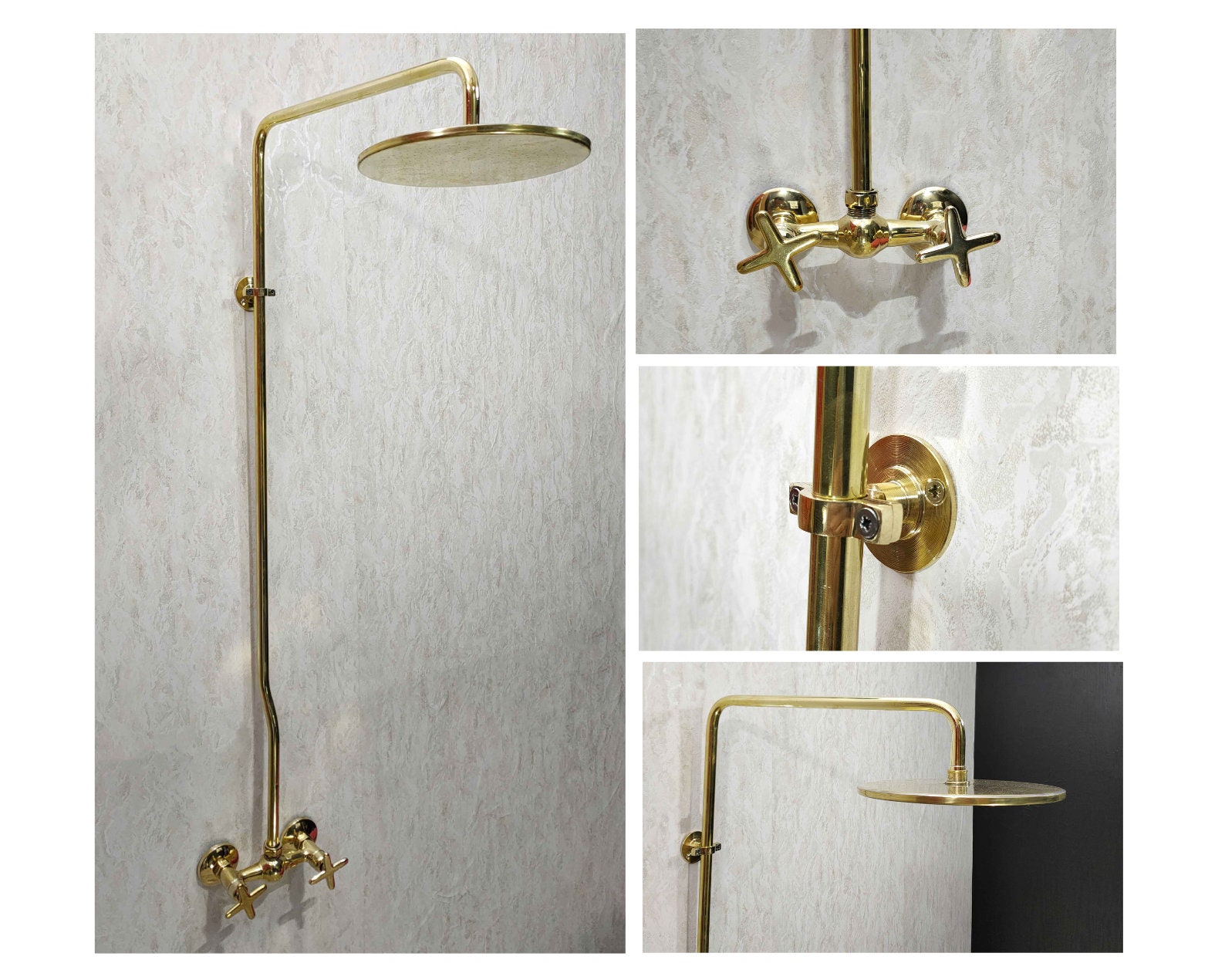 Unlacquered Brass Shower System With High Pressure Luxury - Etsy