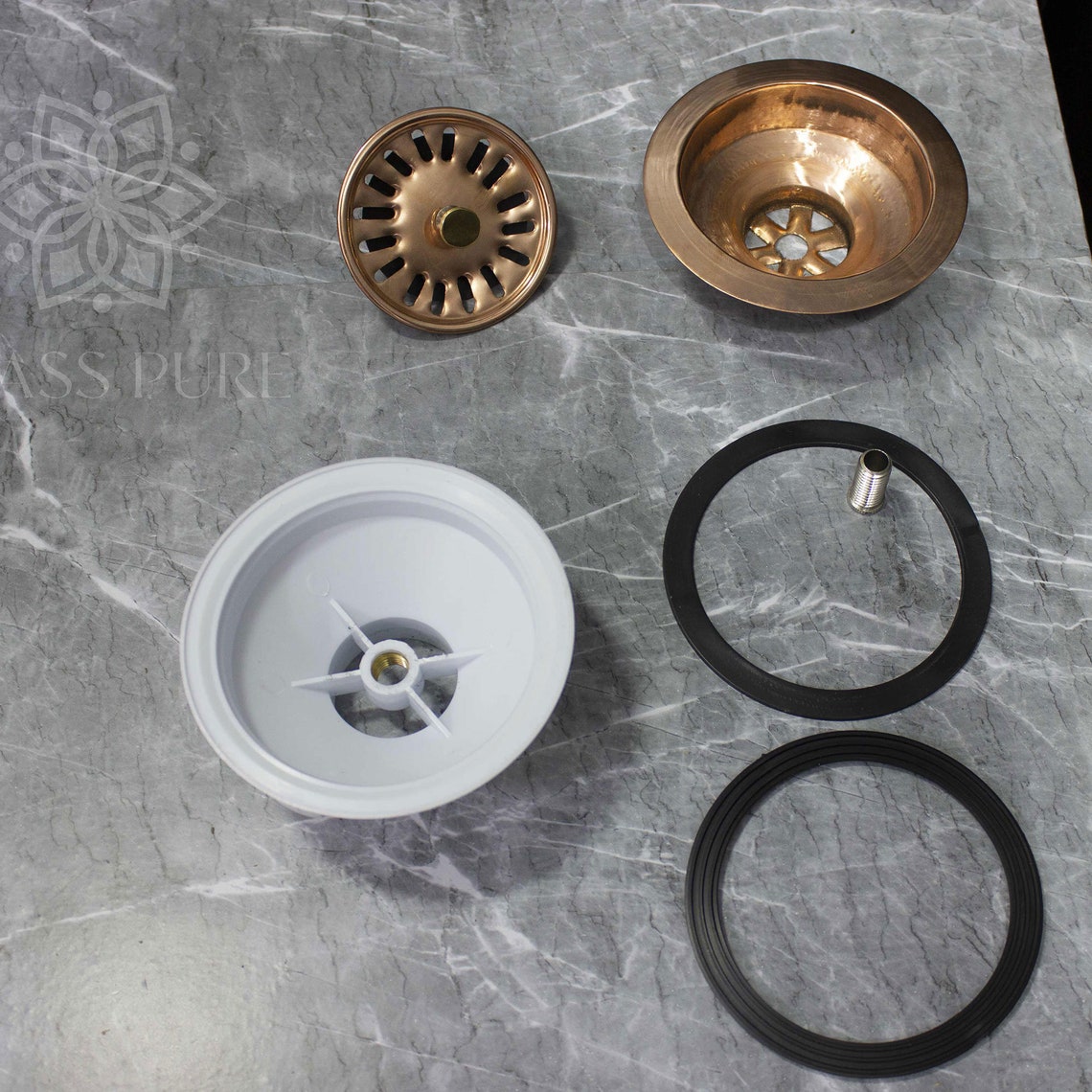 Copper Kitchen Sink Drainer Removable Drain Basket and Sealed - Etsy