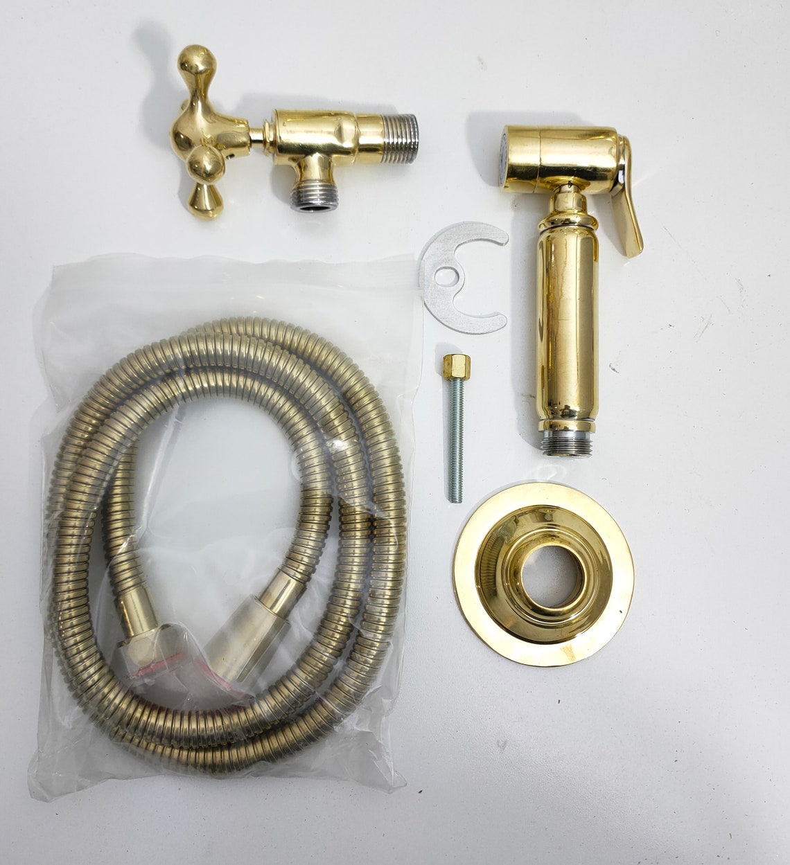 Unlacquered Brass Side Spray Kitchen Solid Brass Sprayer With - Etsy