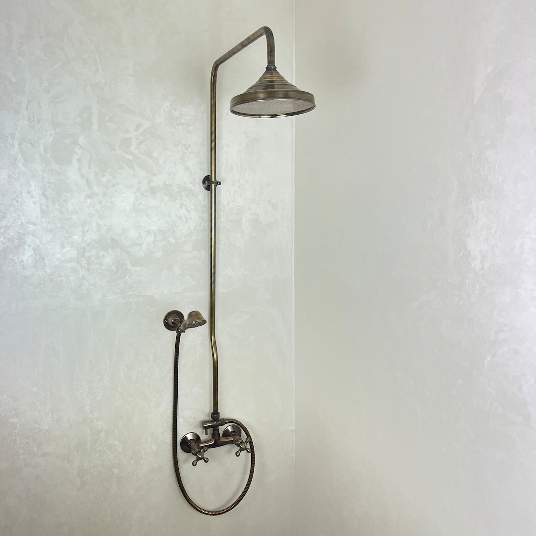 Victorian Style Shower Set With Handheld and Showerhead - Bronze Finish ...
