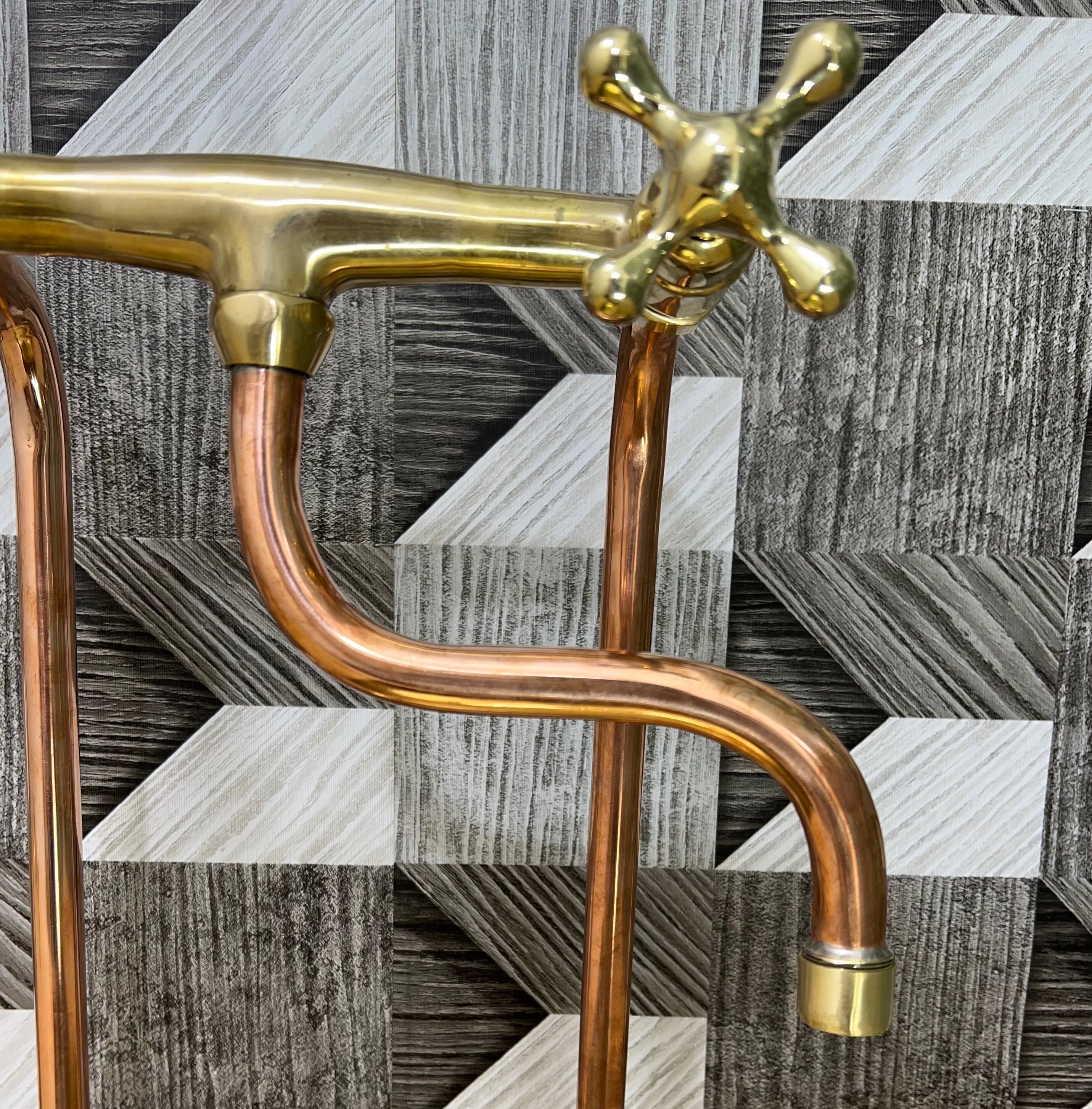 Unlacquered Brass and Solid Copper Antique Kitchen Faucet With Long ...