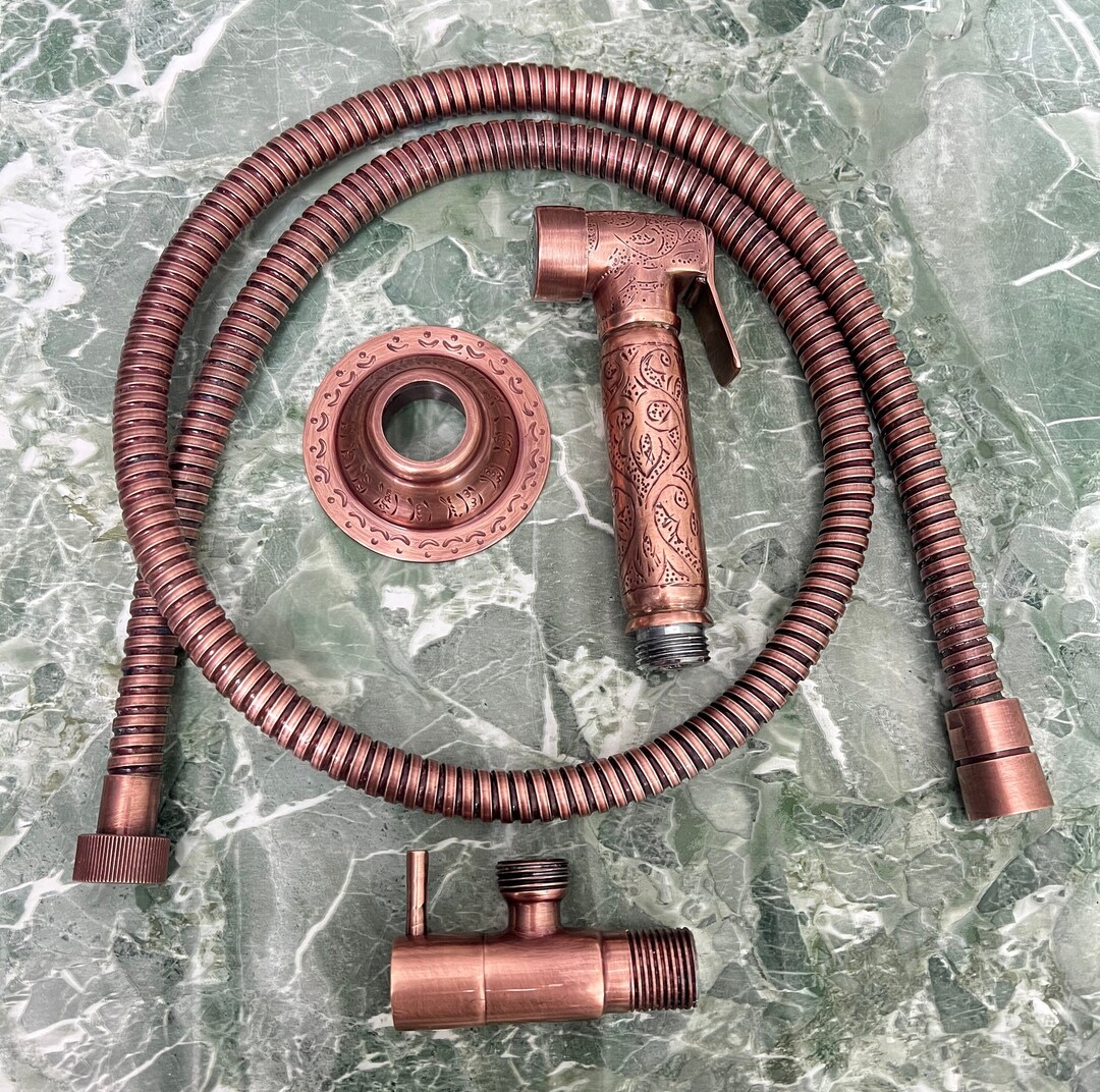 Handcrafted Copper Sprayer Sink Faucet - Engraved Solid Brass Sprayer ...