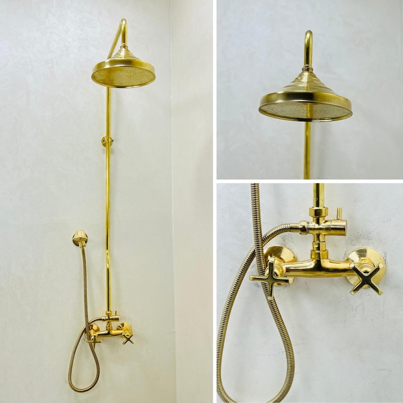 Unlacquered Brass Shower System, Vintage Shower System Victorian Design ...