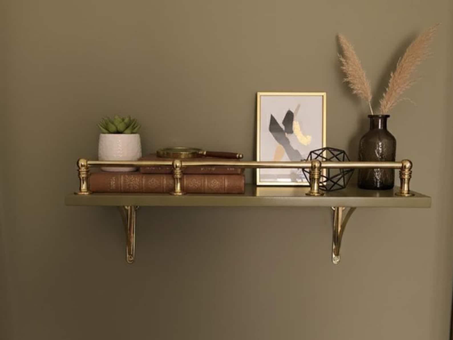 Unlacquered Brass Gallery Rails for Wood Shelves, Handmade Gallery Rail ...