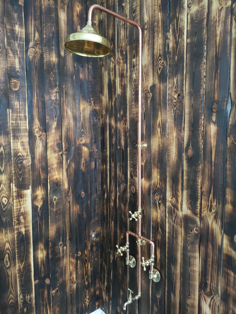 Solid Copper Farmhouse Shower System Rainfall Shower With - Etsy