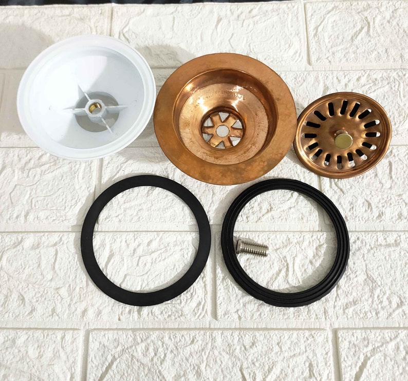 Copper Kitchen Sink Drainer Removable Drain Basket and Sealed - Etsy