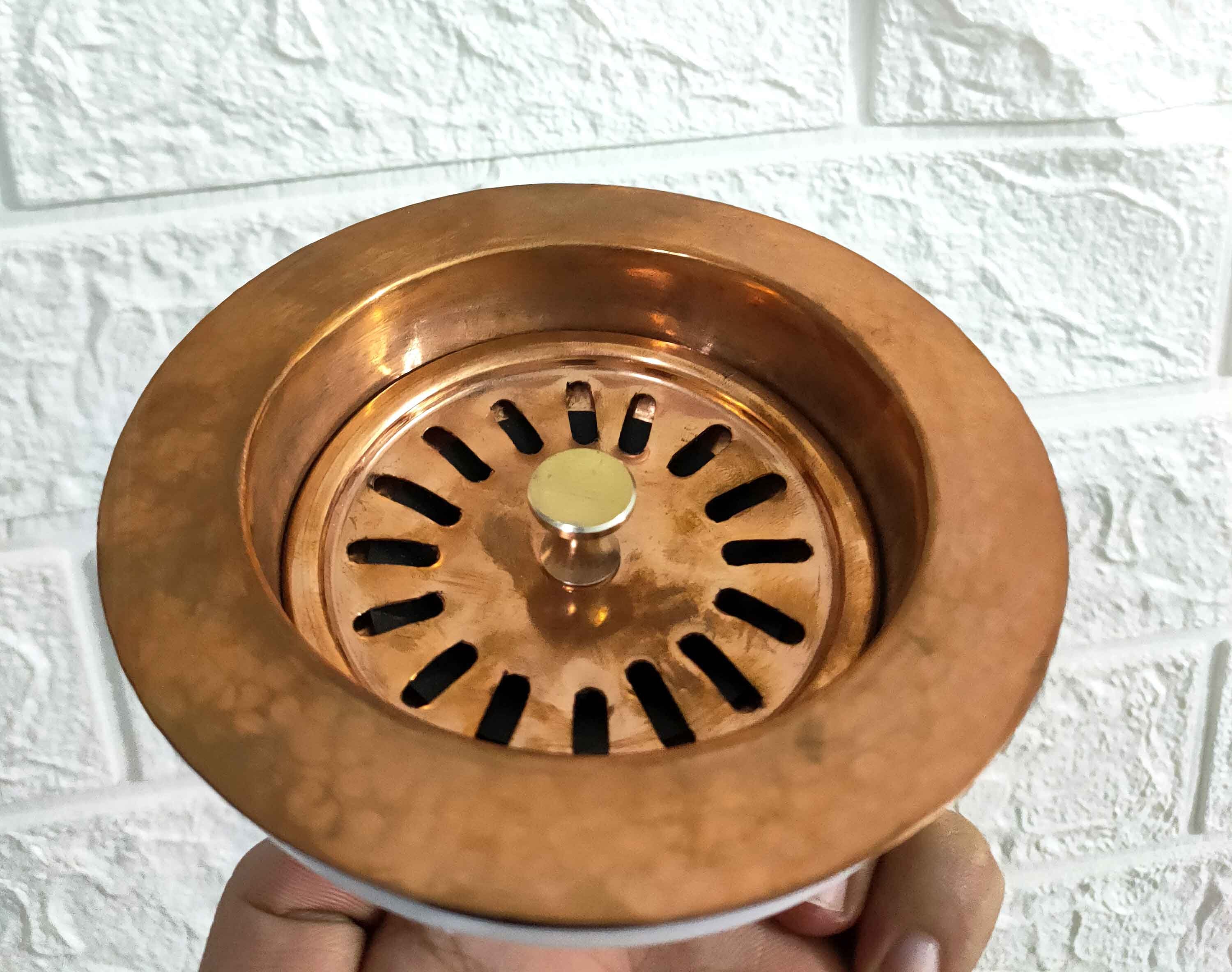 Copper Kitchen Sink Drainer Removable Drain Basket and Sealed - Etsy