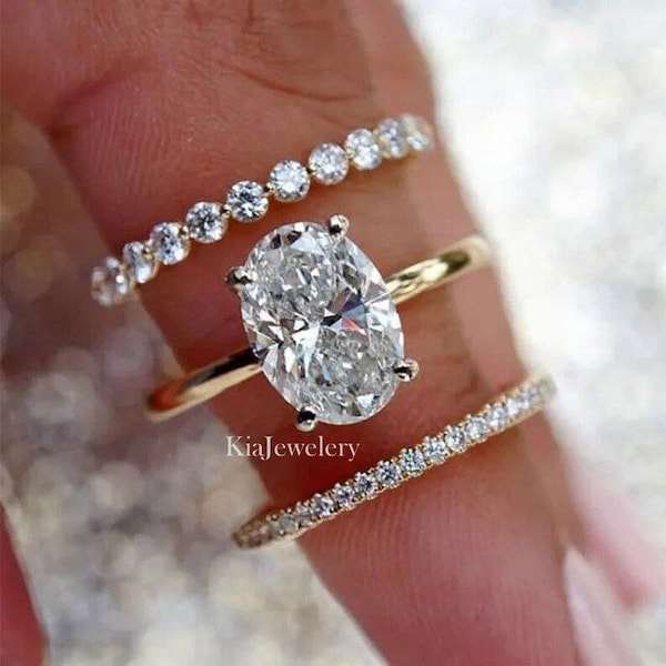 Oval Wedding Set - Etsy