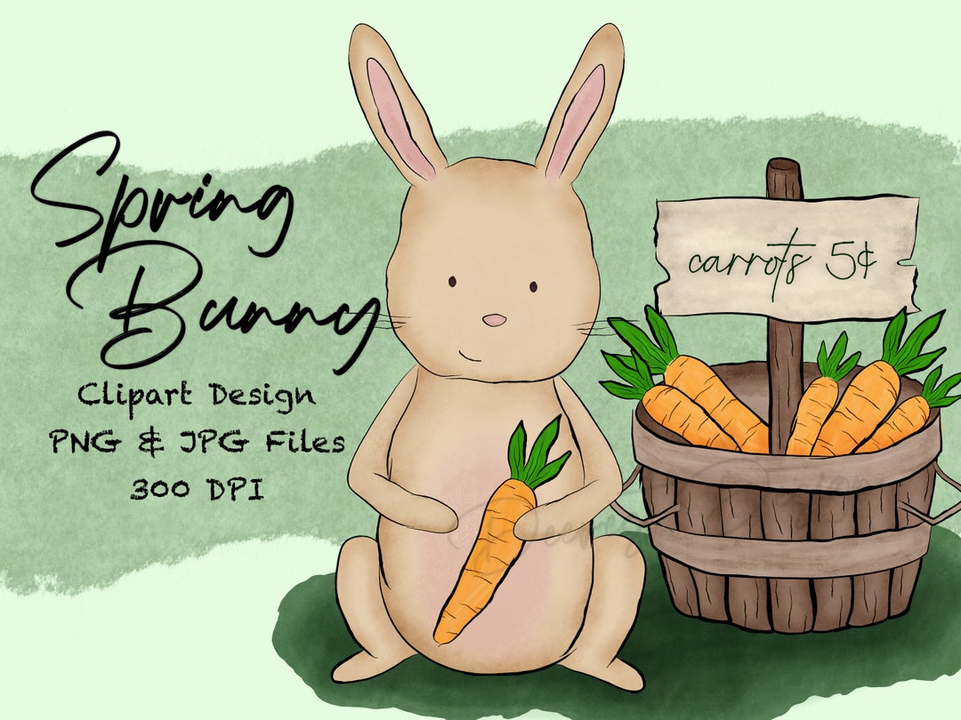 Spring Bunny Clip Art- (300 DPI) PNG & JPG Files - Etsy