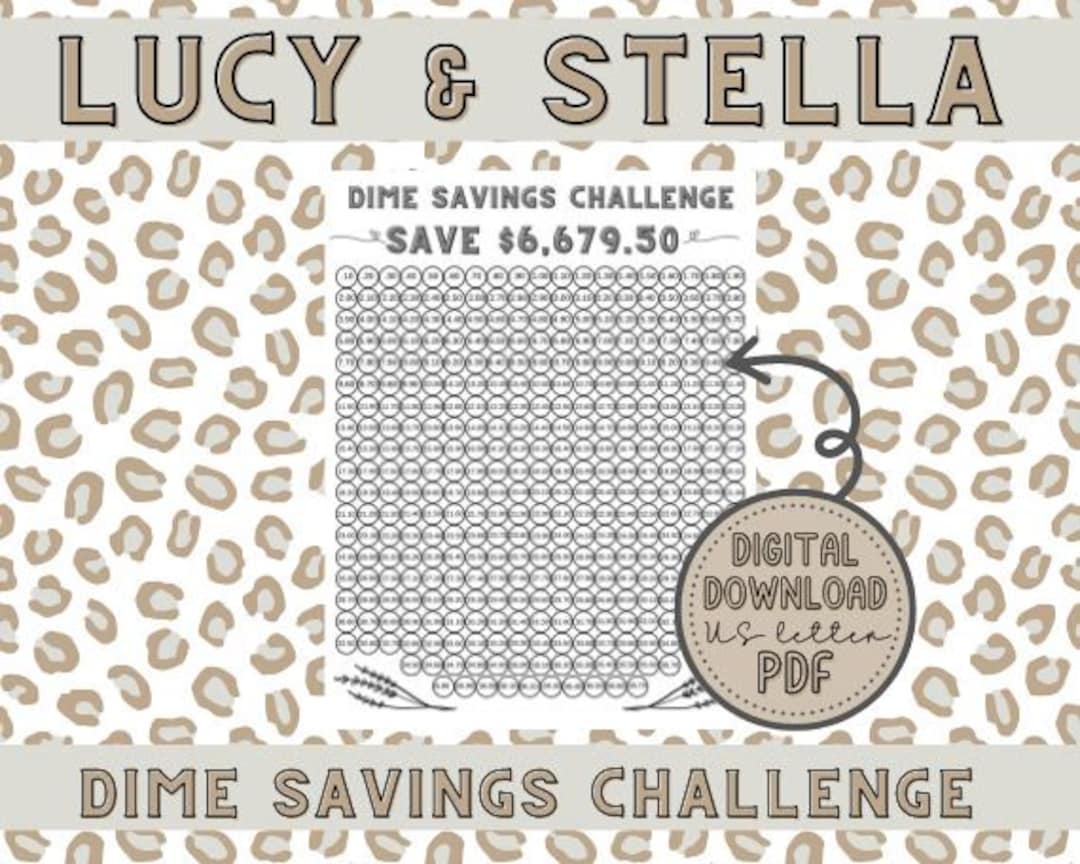 Dime Savings Challenge Ten Cents Savings Tracker Template 10 Cash ...