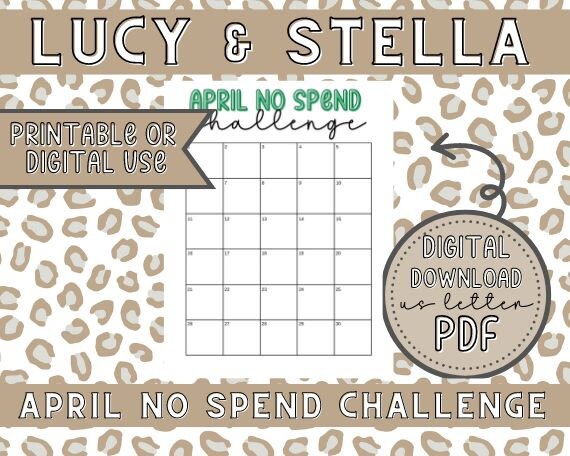 April No Spend Savings Challenge No Spend Tracker Template - Etsy
