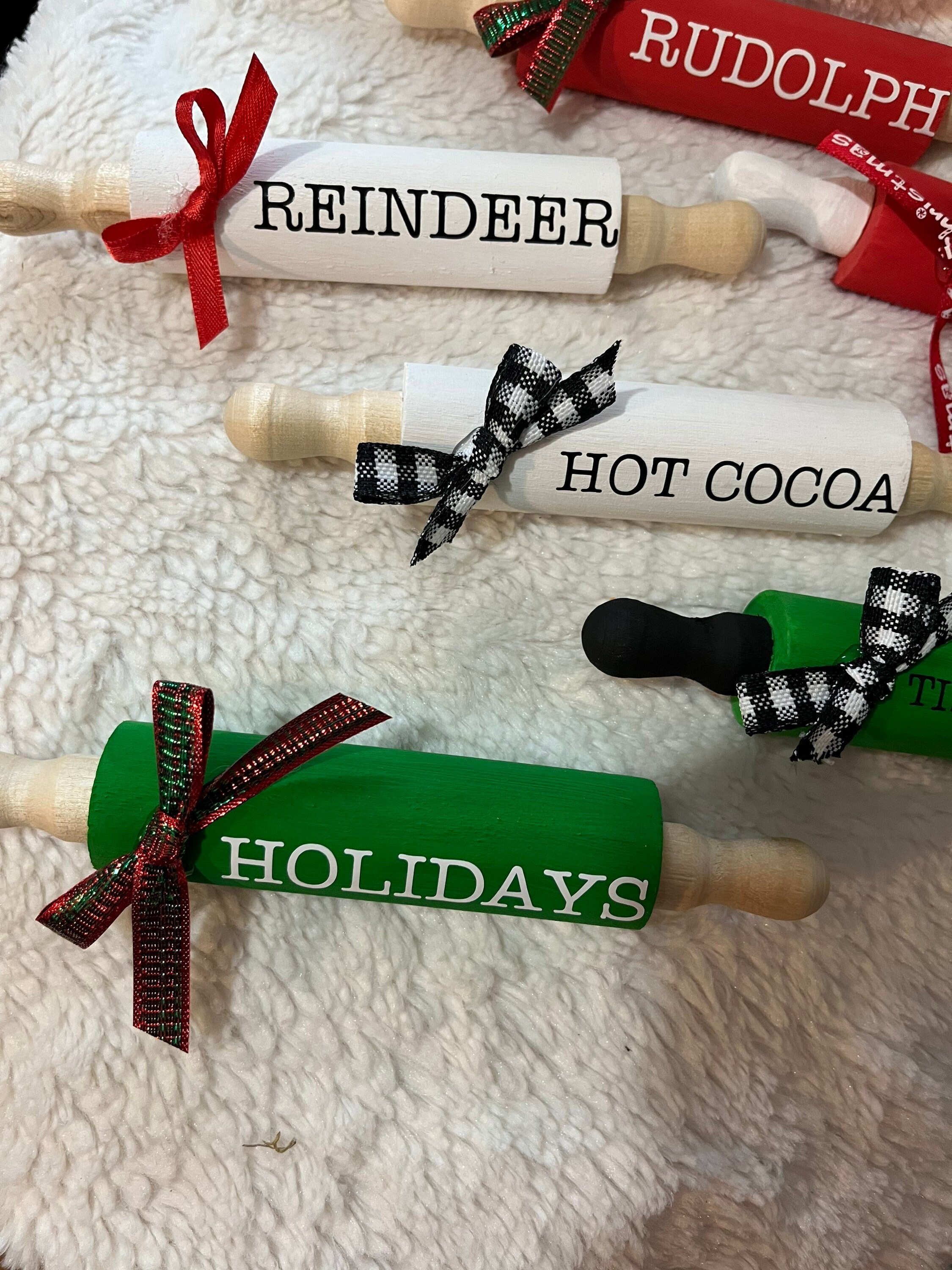 Christmas Mini Wood Rolling Pin Tier Tray Decorating Small - Etsy