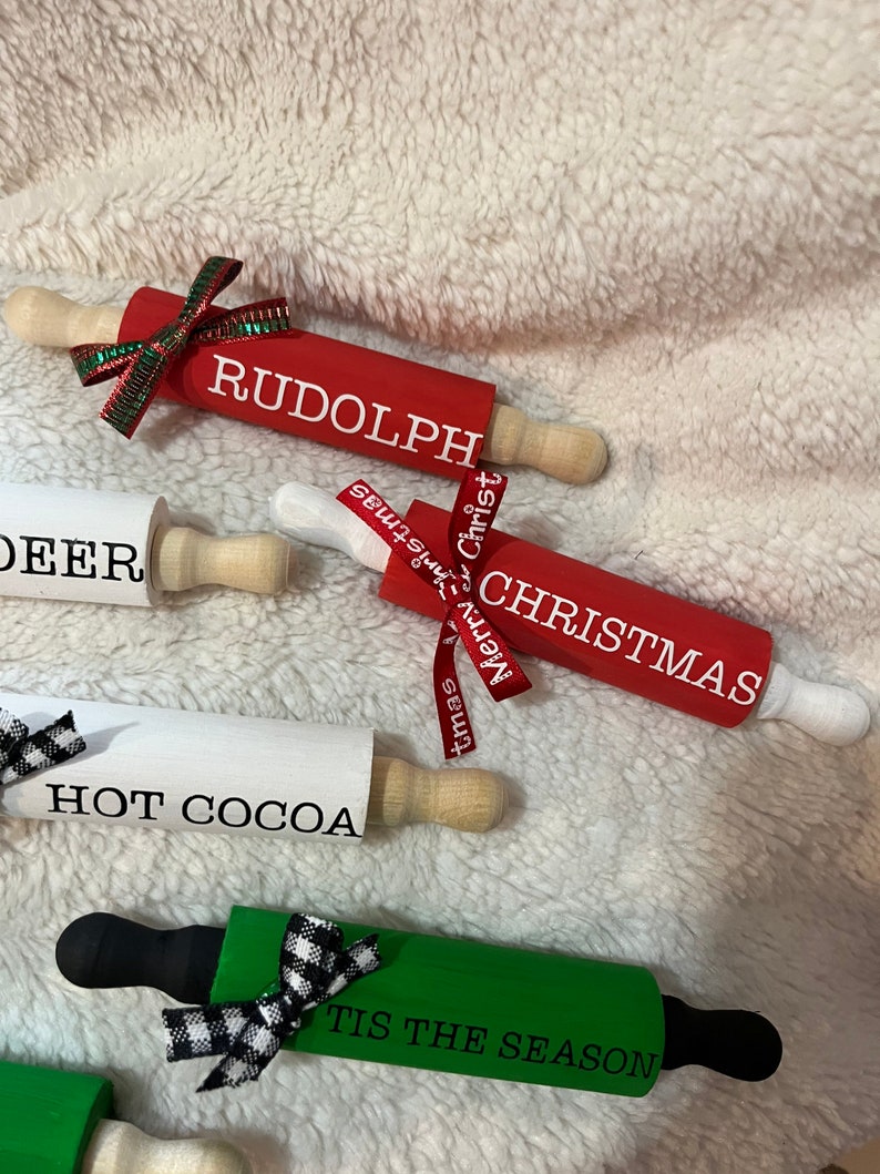 Christmas Mini Wood Rolling Pin Tier Tray Decorating Small - Etsy