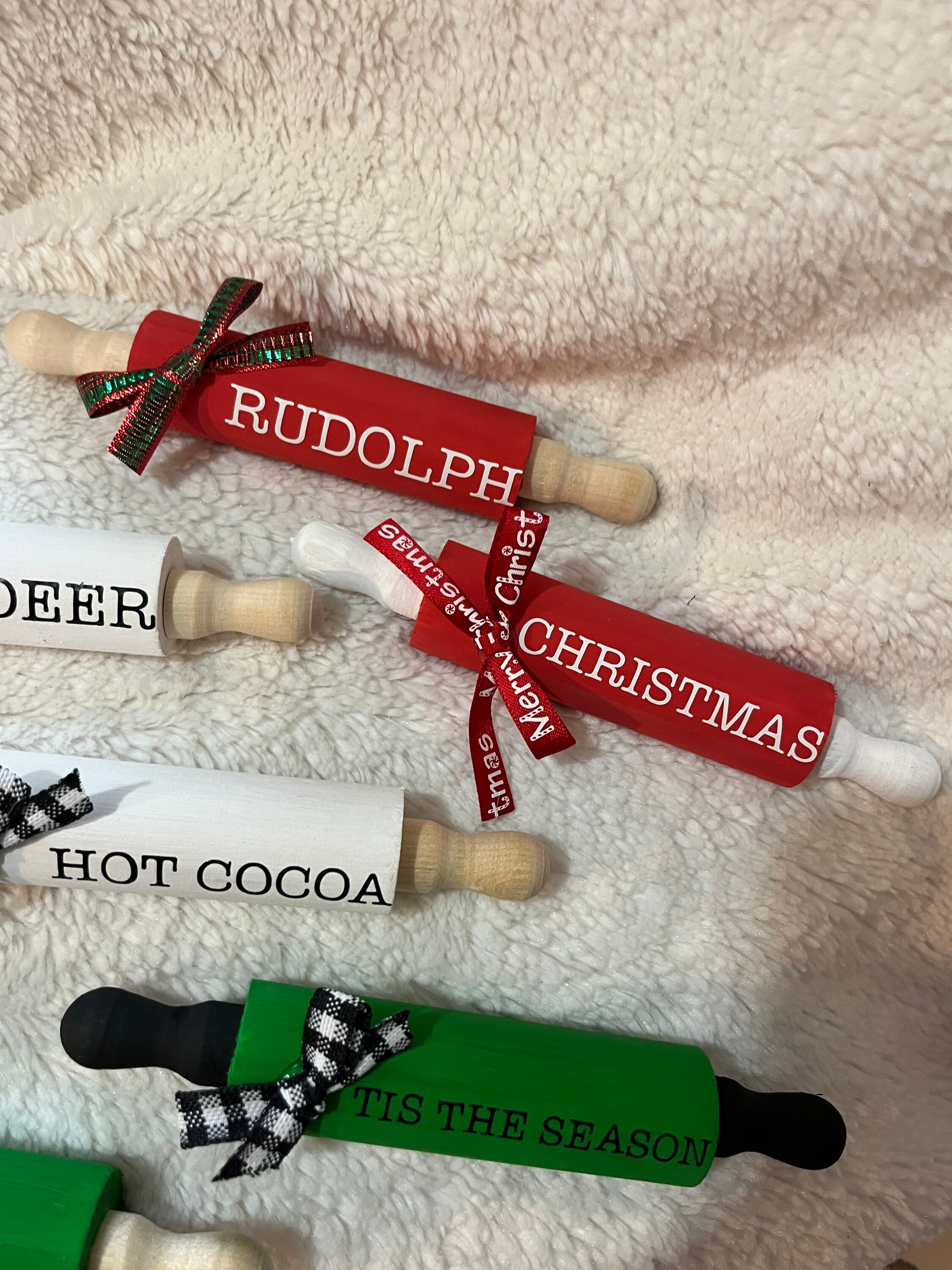 Christmas Mini Wood Rolling Pin Tier Tray Decorating Small - Etsy