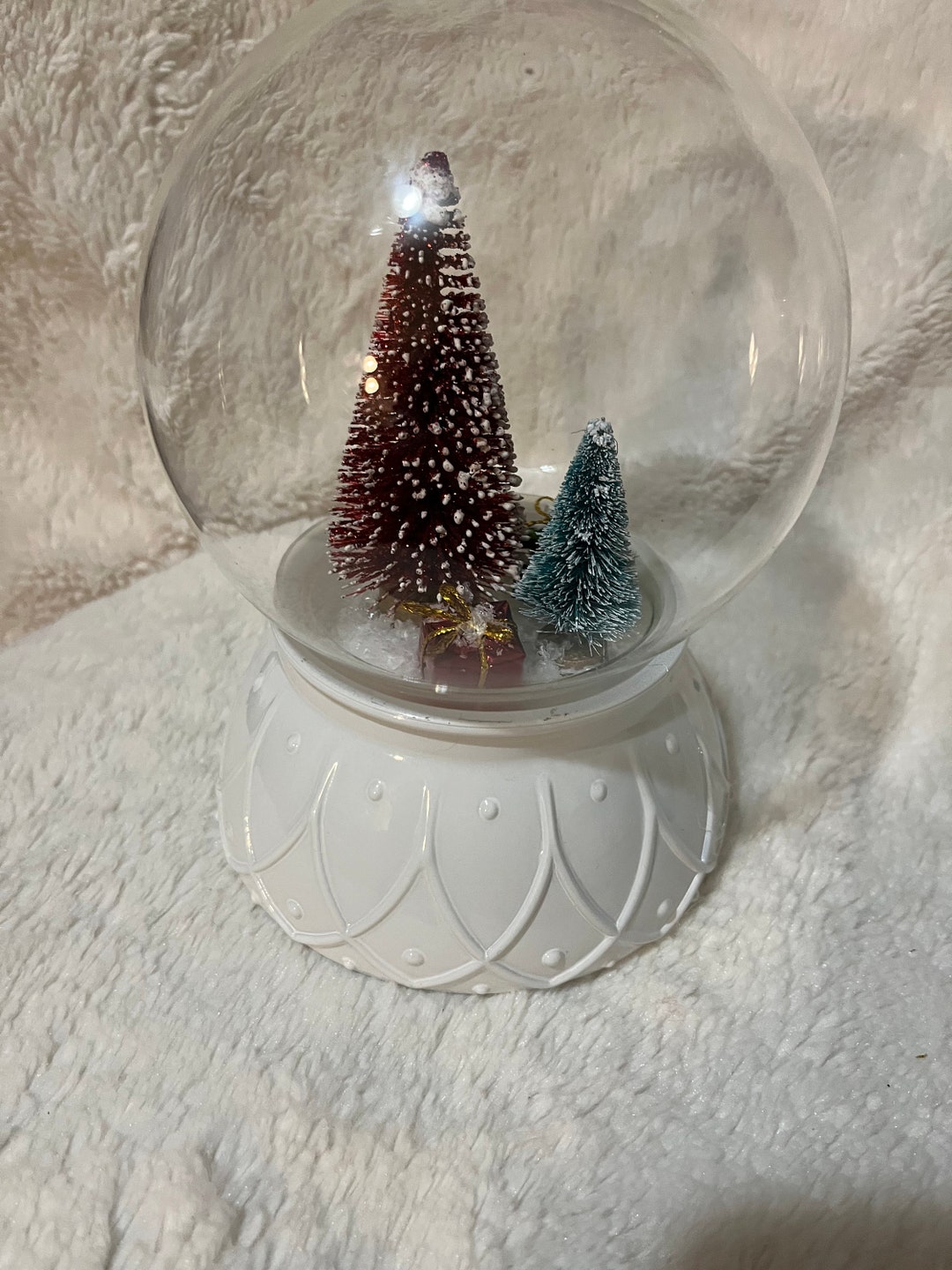 Snow Globe Winter Scene Holiday Decor Trees Presents - Etsy