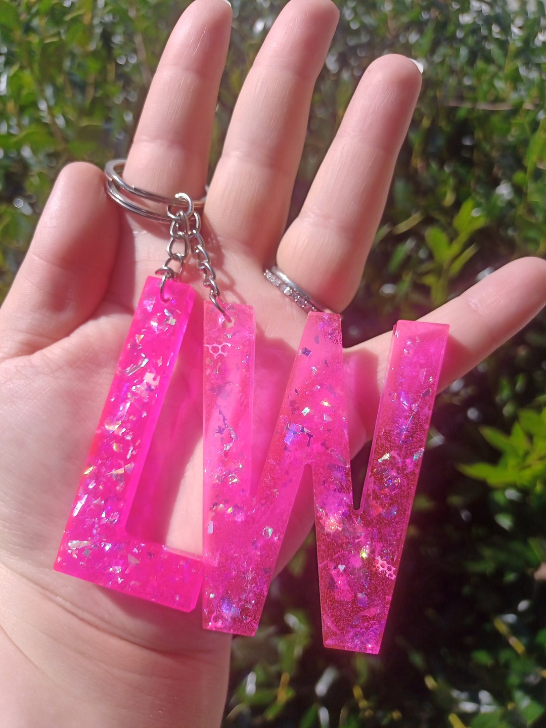 Pink Holographic Keychains, Iridescent Keychains, Keychains, Resin ...