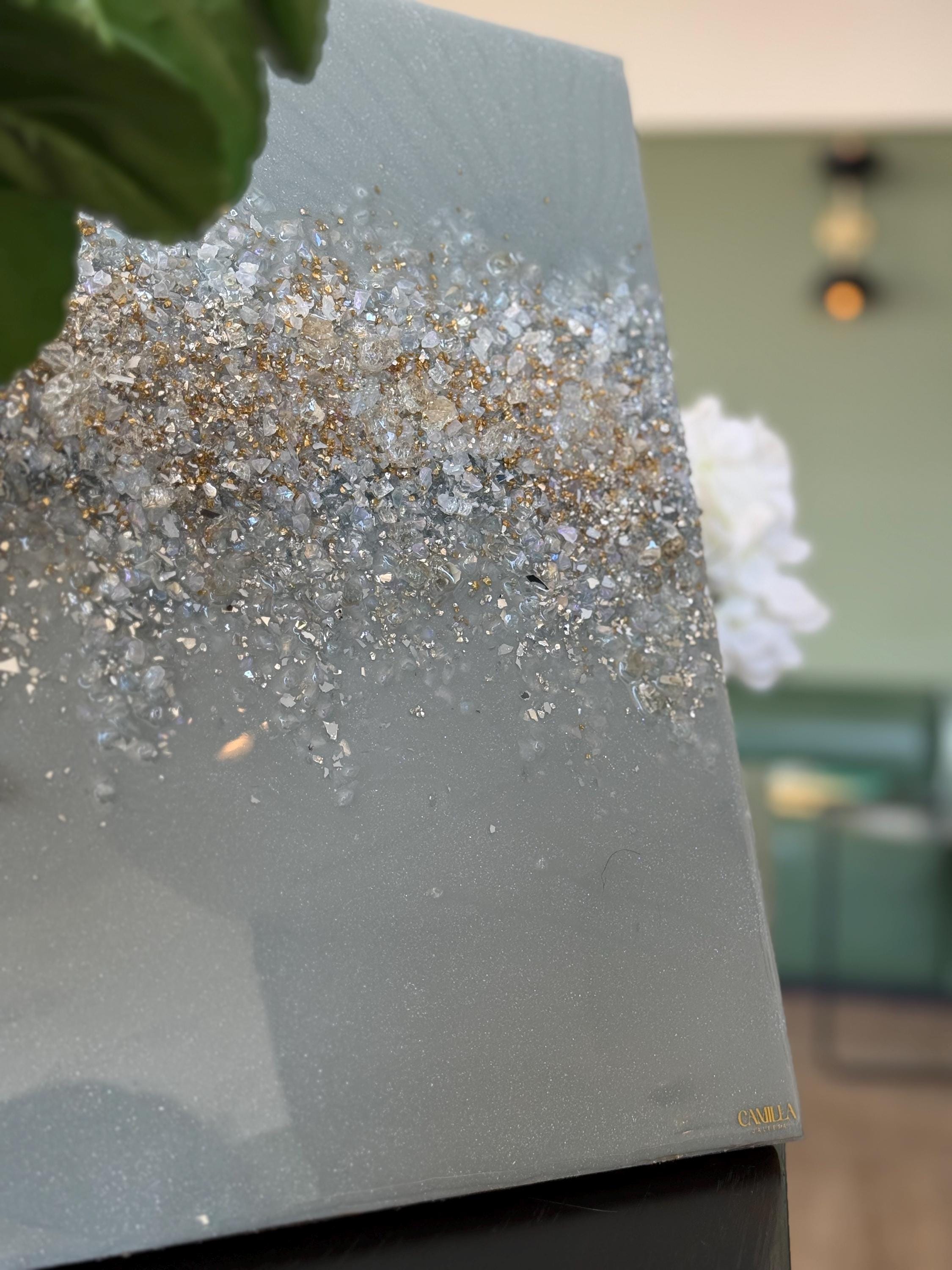 Gray Crystal Resin Geode Art: 12x16 Wall Decor - Etsy