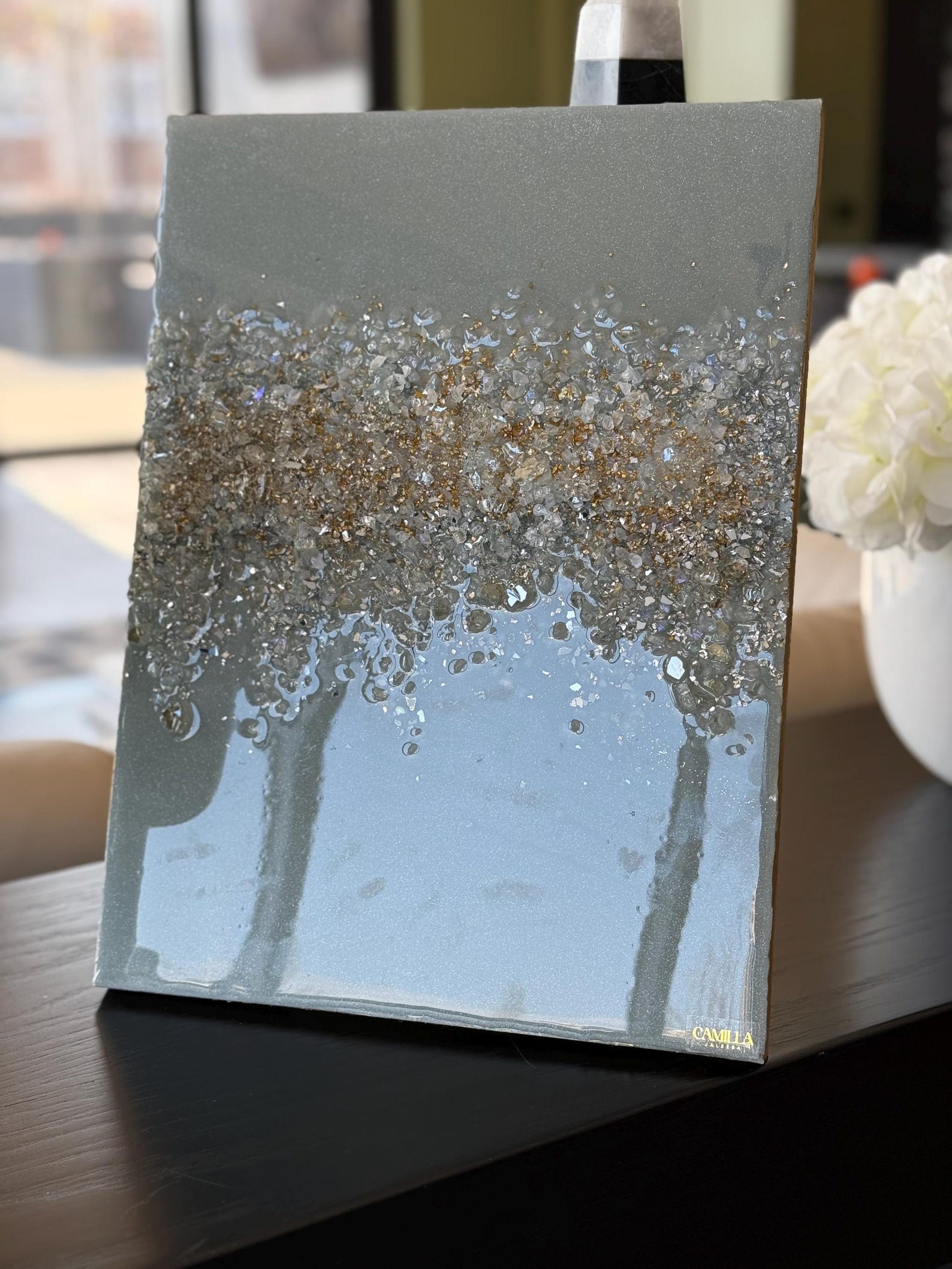 Gray Crystal Resin Geode Art: 12x16 Wall Decor - Etsy