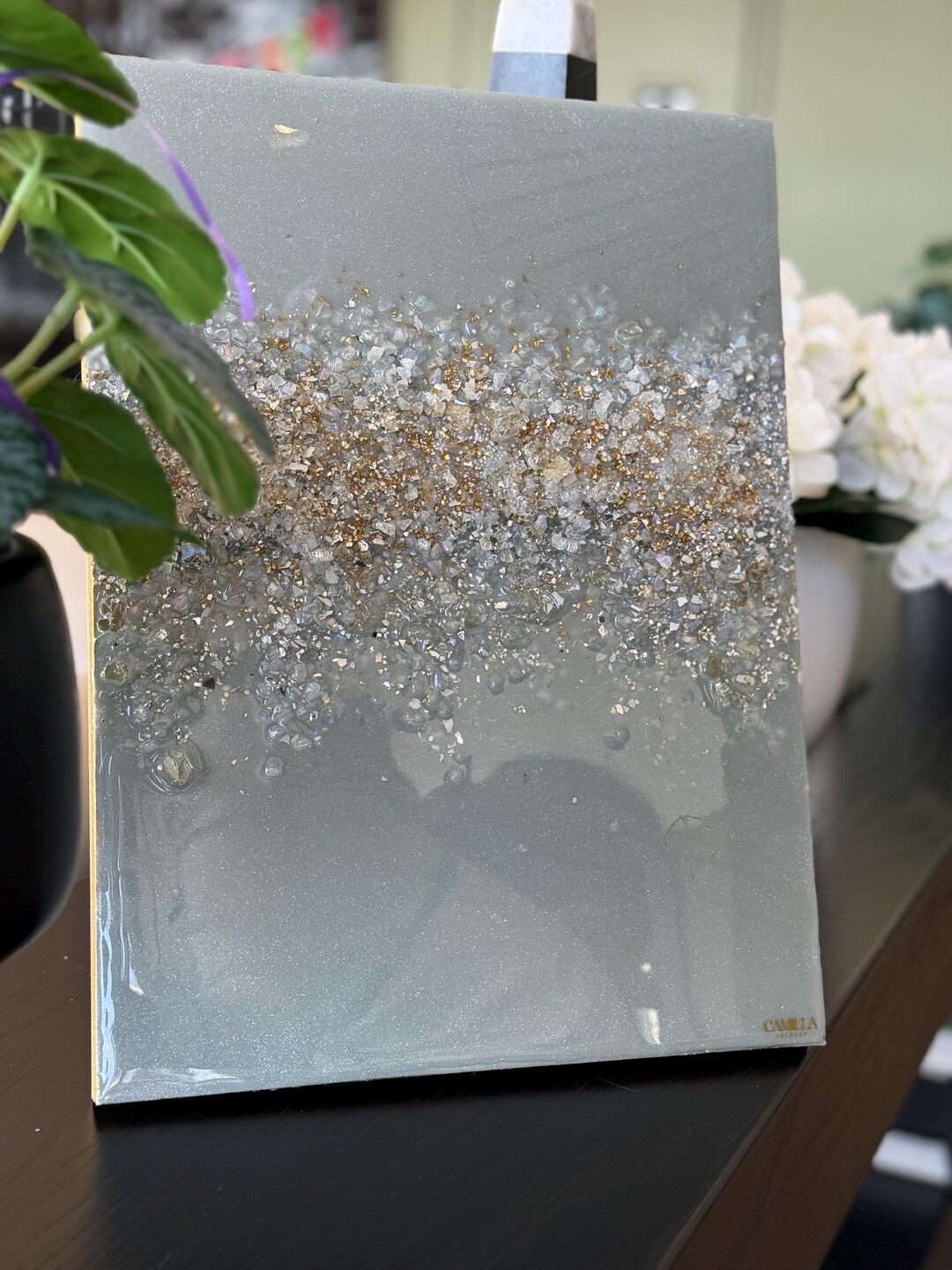 Gray Crystal Resin Geode Art: 12x16 Wall Decor - Etsy