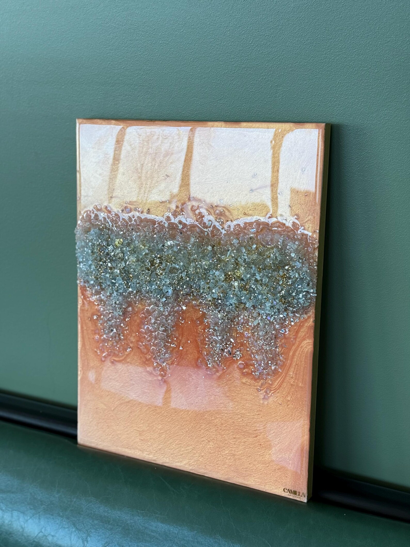Peach Crystal Resin Geode Art: 12x16 Wall Decor - Etsy