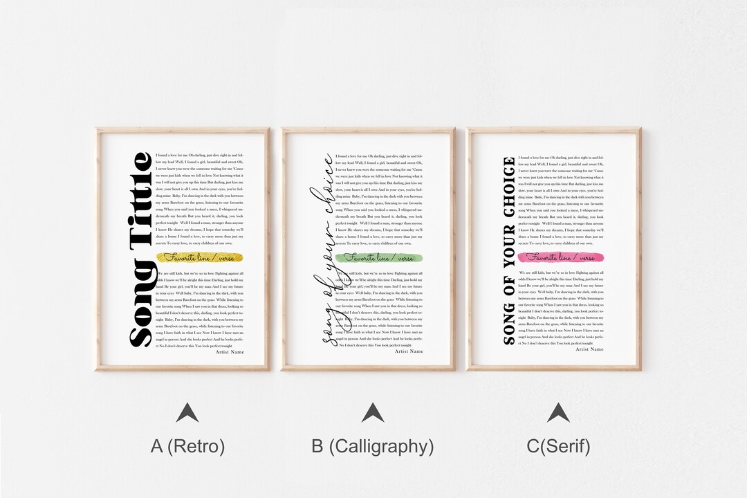 Custom Song Lyric Wall Art, Valentines Day, Valentine’s Day, Wedding ...