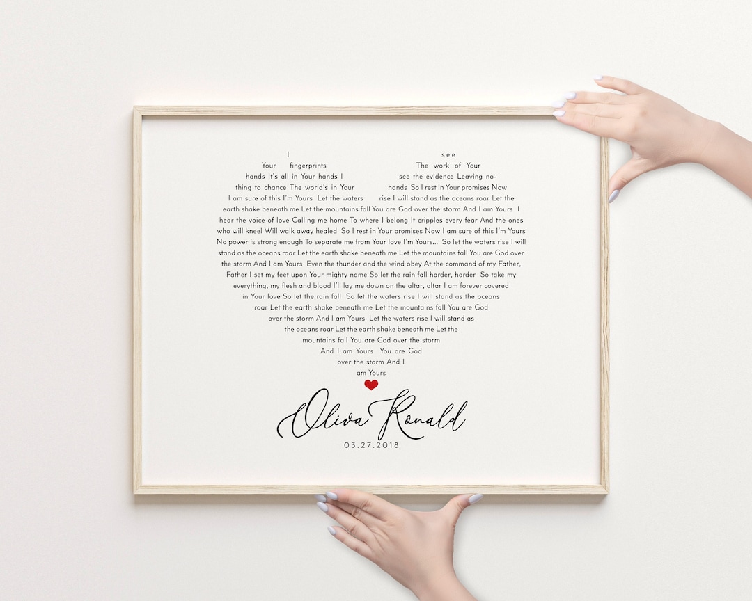 Custom Song Lyrics Wall Art, Song Lyrics Print, Wedding Song Lyrics ...