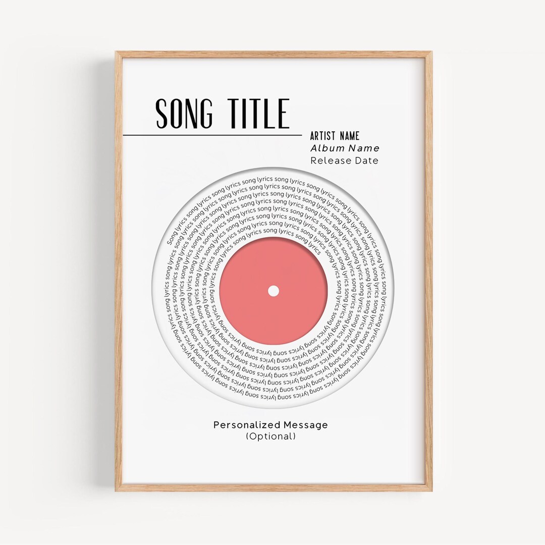 Custom Song Lyrics Record Print, Anniversary Gift, Personalized Song ...