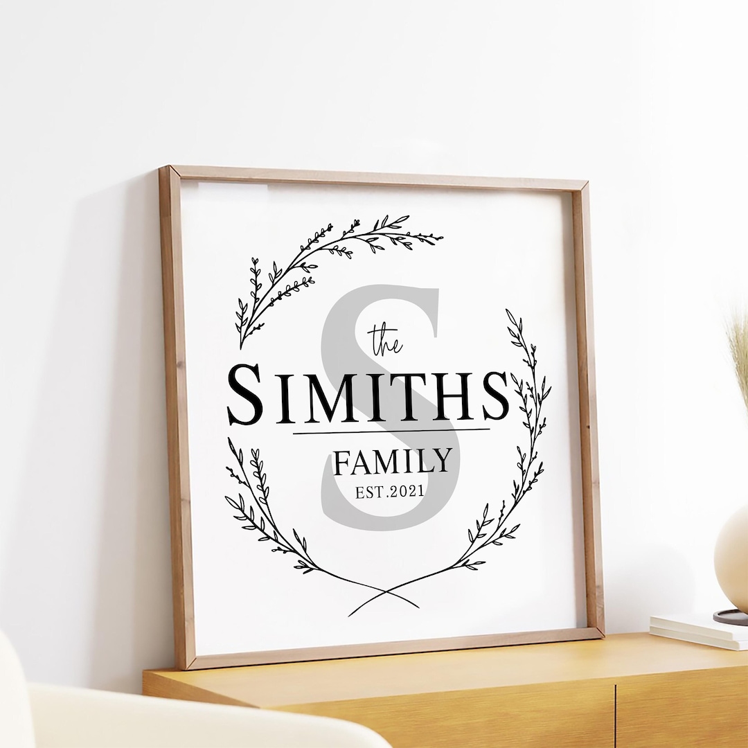 Personalised Family Name Print, Family Initial Sign, Valentines Day ...