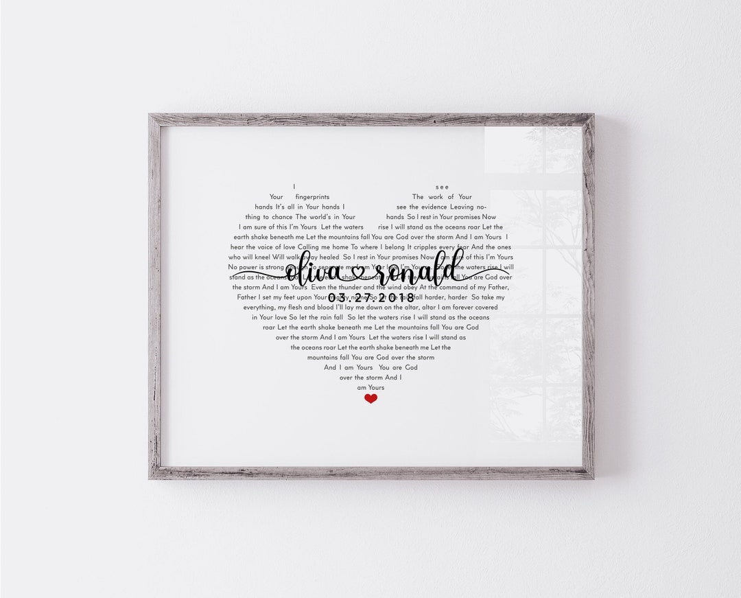 Custom Song Lyrics Wall Art, Valentines Day, Song Lyrics Print, Wedding ...