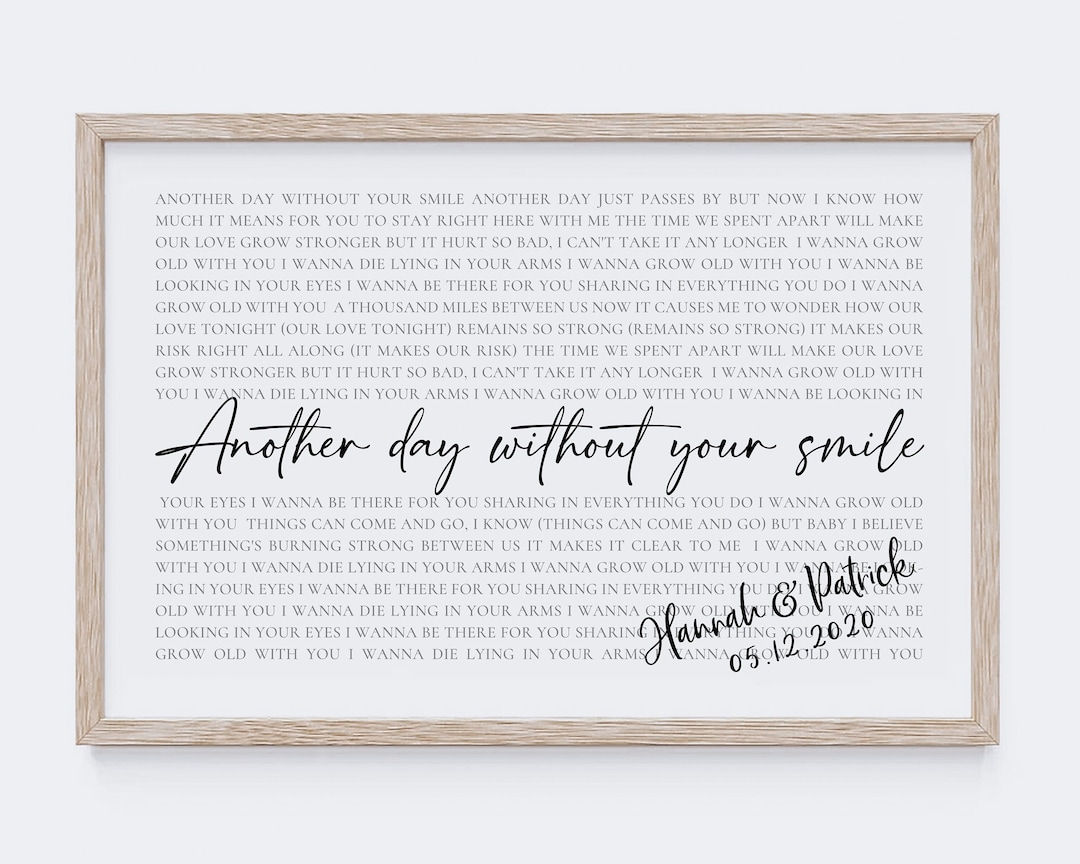 Personalized Song Lyrics, Gift Idea, Custom Song Lyrics, Wall Art ...