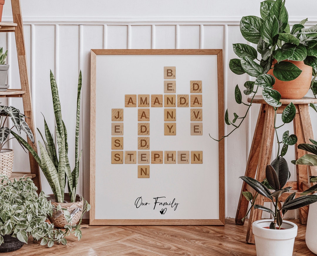 Personalised Family Scrabble Print, Crossword Scrabble Print ...