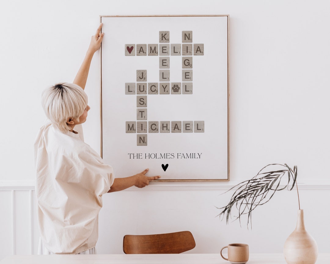 Personalized Family Scrabble Name Print, Custom Family Puzzle Sign ...