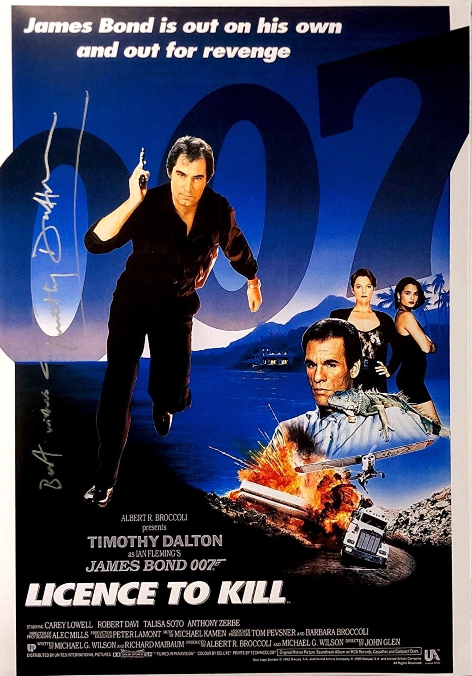 Autograph Signed James Bond 007 Licence to Kill Poster COA - Etsy