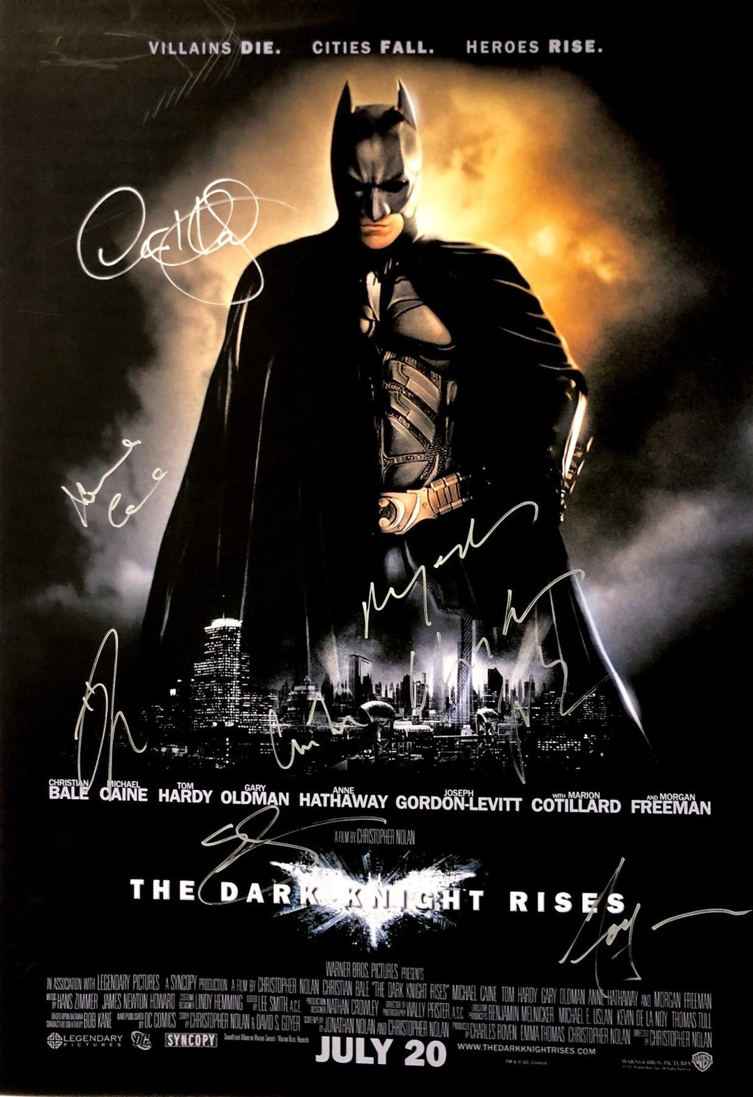Autograph Signed Batman Dark Knight Rises Poster COA - Etsy