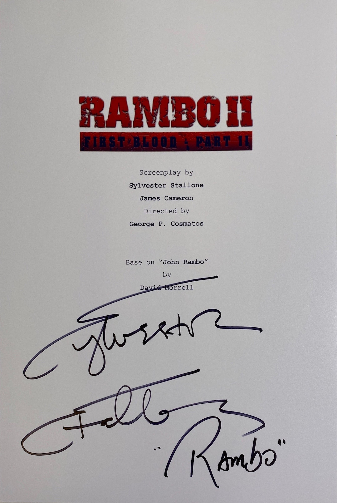 Autograph Rambo 2 Script Cover COA - Etsy