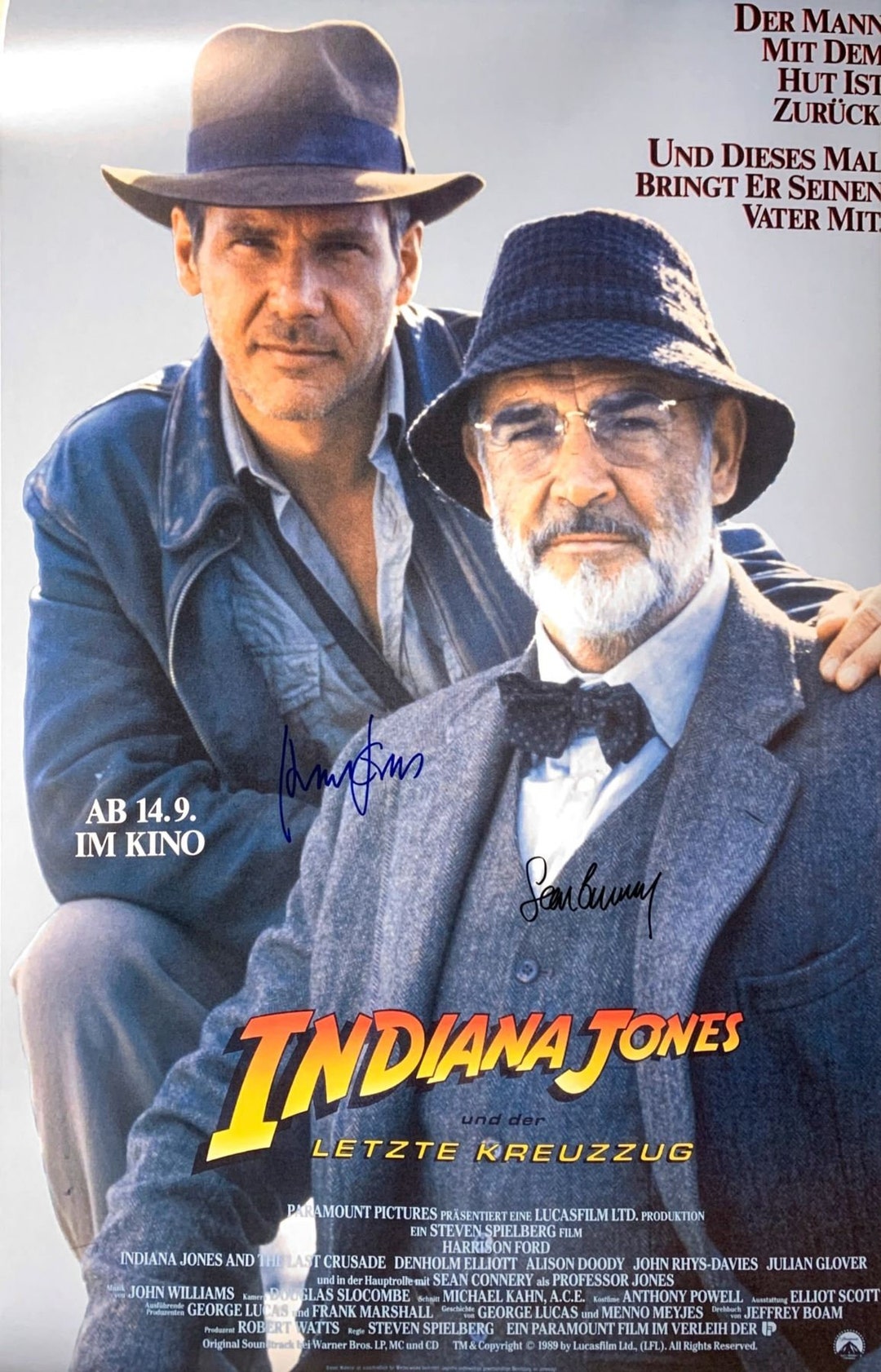 Autograph Signed Indiana Jones Poster COA - Etsy