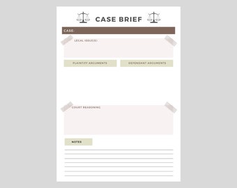 Law School Case Brief Template [ADHD Friendly] - Etsy
