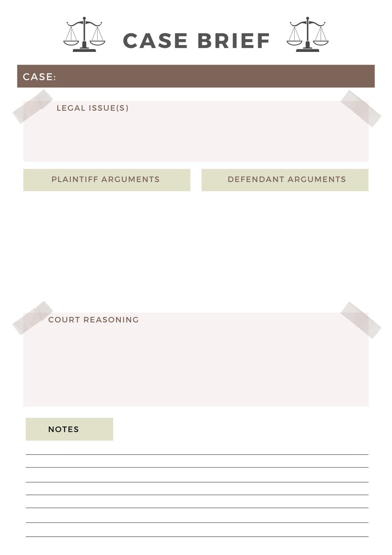 Law School - Case Brief Template DOWNLOAD/PRINT - Etsy